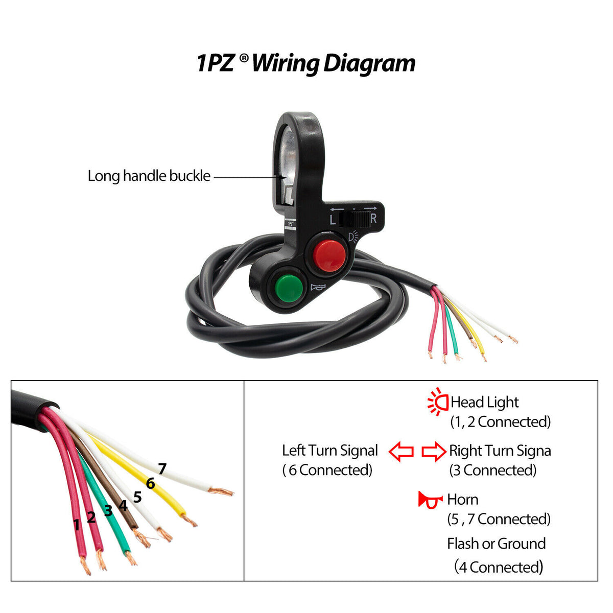 1PZ MS1-S01 7/8" Multi-Function Horn Turn Signal On/Off Light Switch ...